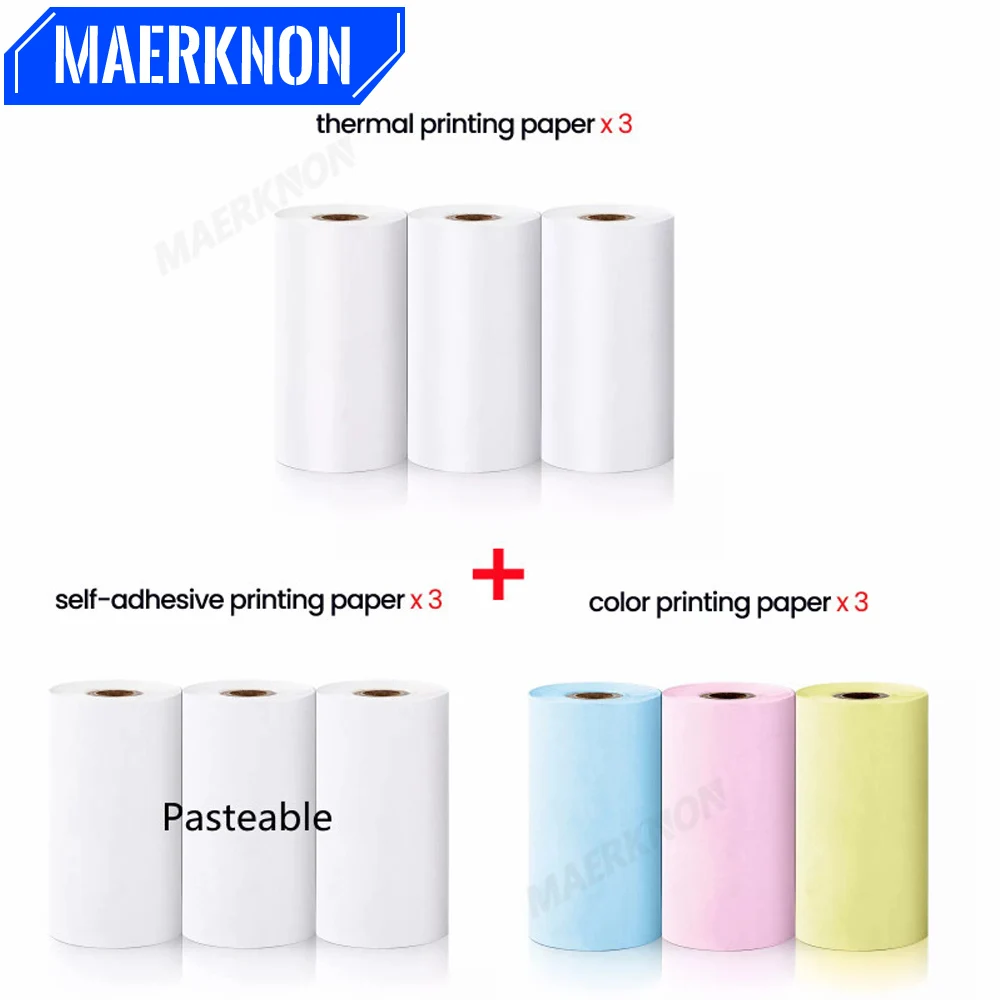 Portable-Mini-Printer-Paper-Thermal-Paper-Label-Sticker-Color-Adhesive ...
