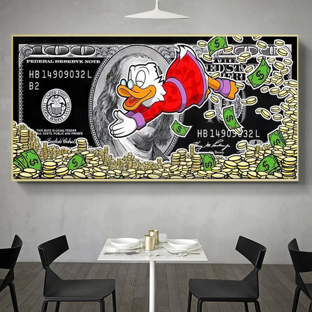 Abstract-Pictures-Home-Decor-Modern-Donald-Duck-and-Dollars-Graffiti ...