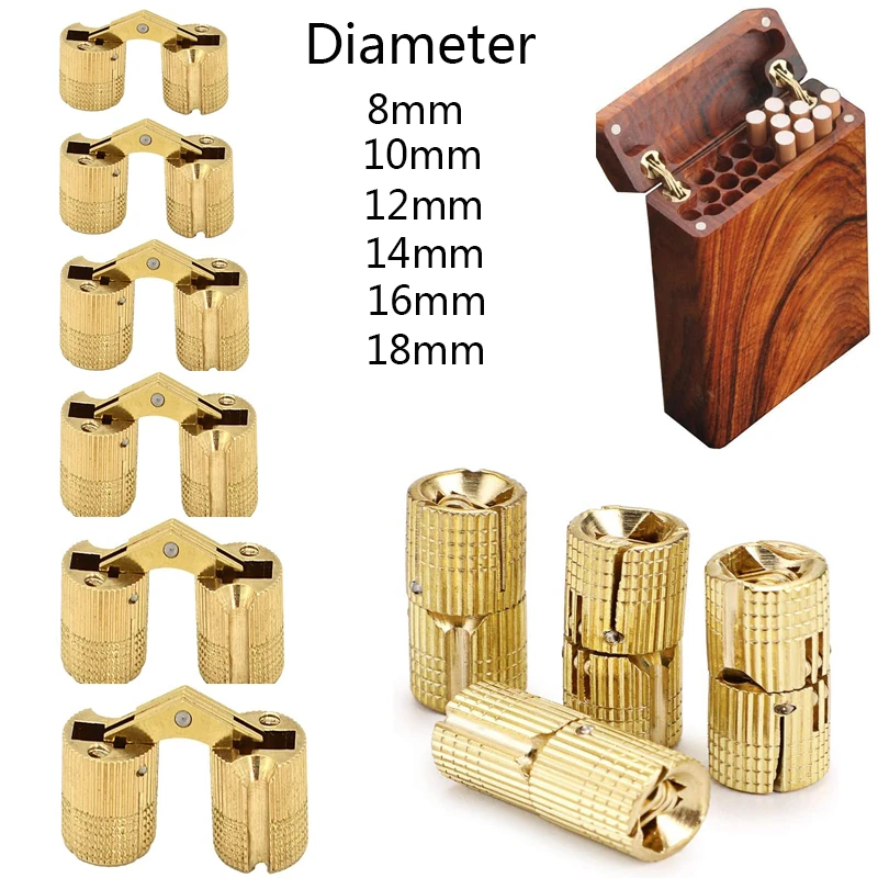 8-18mm Coppe Brass Barrel Hinges Concealed Cabinet Cylindrical Hidden ...