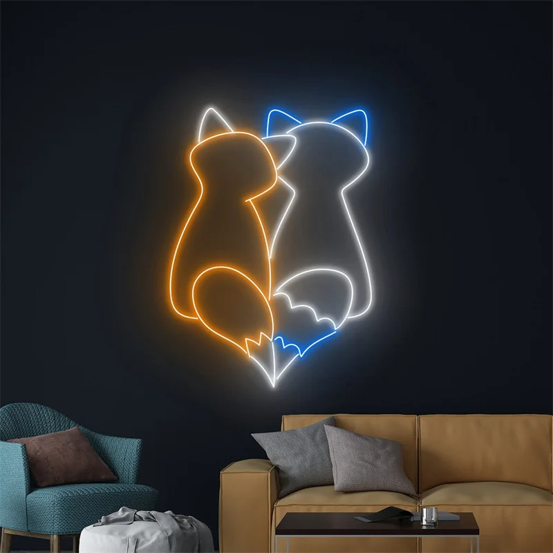 Raccoon-Fox-Neon-Sign-Fox-Raccoon-Led-Sign-Cute-Animal-Neon-Light ...