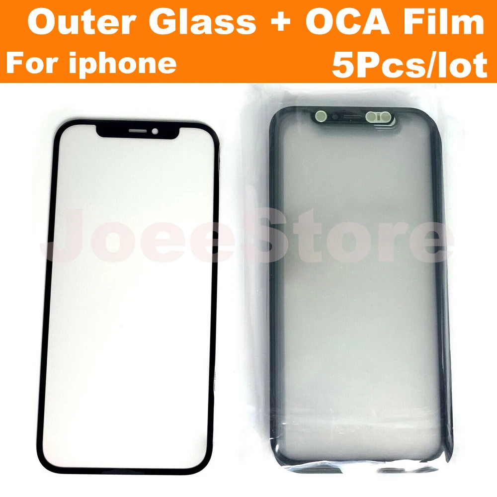 5pcs Outer Glass With OCA Film Adhesive For iphone 11 12 13 14 15 Pro ...