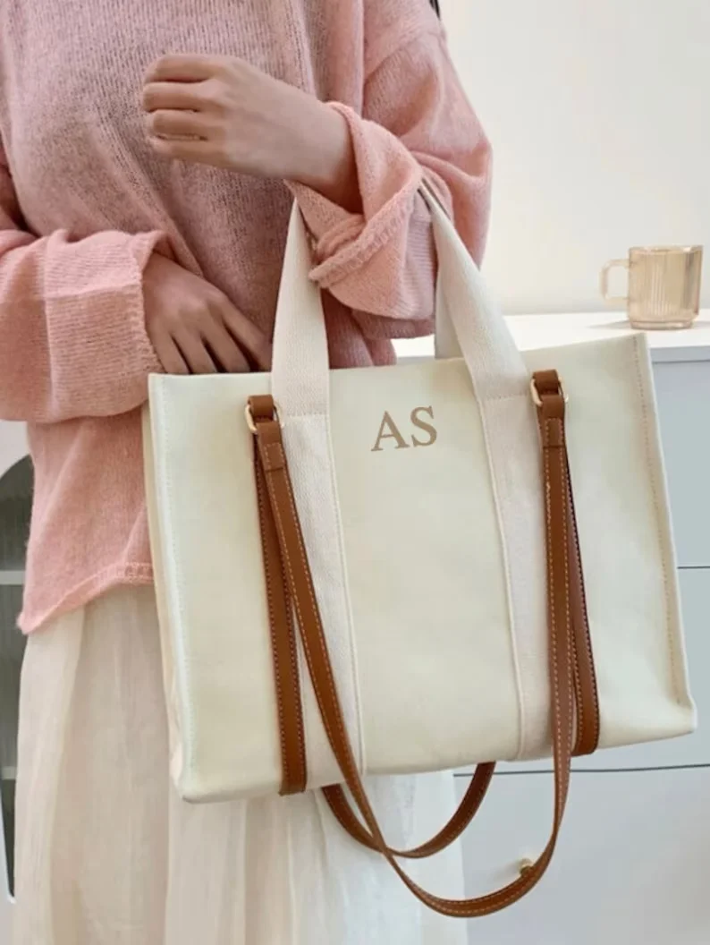 Personalised Shoulder Tote Bag Holiday Canvas Bag Custom Hand Bag Women ...