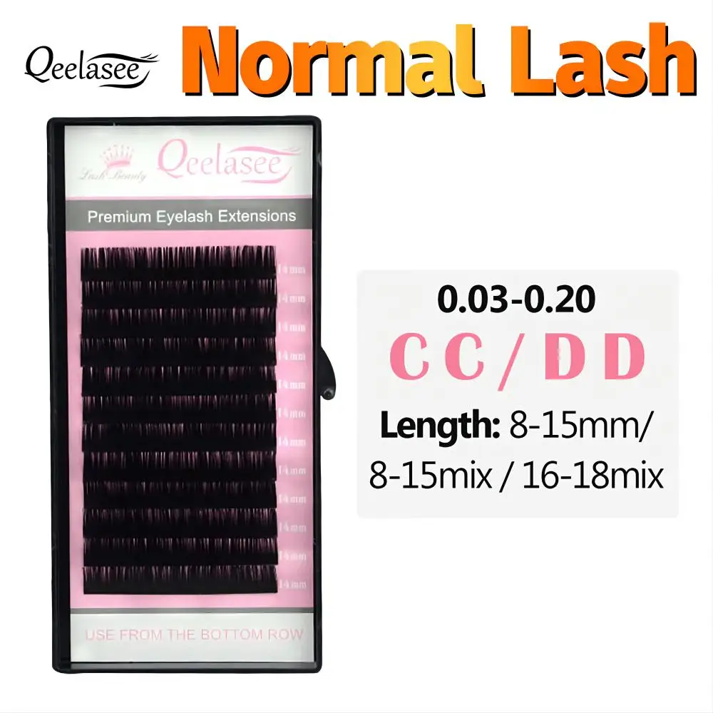 Qeelasee Cc / Dd Curl Faux Mink Individual Classic Normal Eyelashes ...