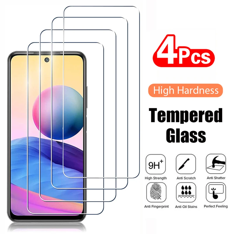 4PCS Tempered Glass for Xiaomi Redmi Note 10 9 8 Pro 7 9A 9C 9T 8T 10A ...