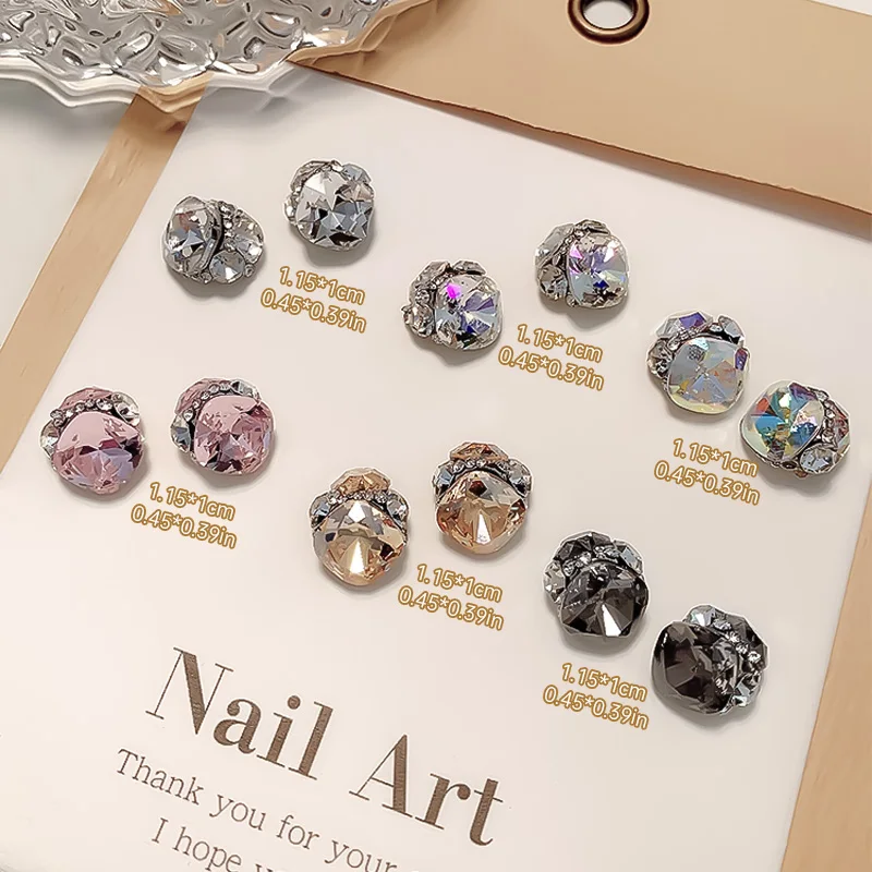 10pcs 3D Stacked Nail Art Rhinestones Pile Charms Parts Pearl Crystal ...