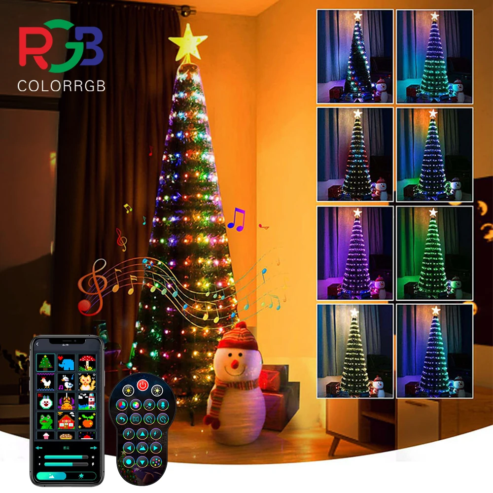 Smart Christmas Tree Toppers Lights Multicolor Fairy LED Star String ...