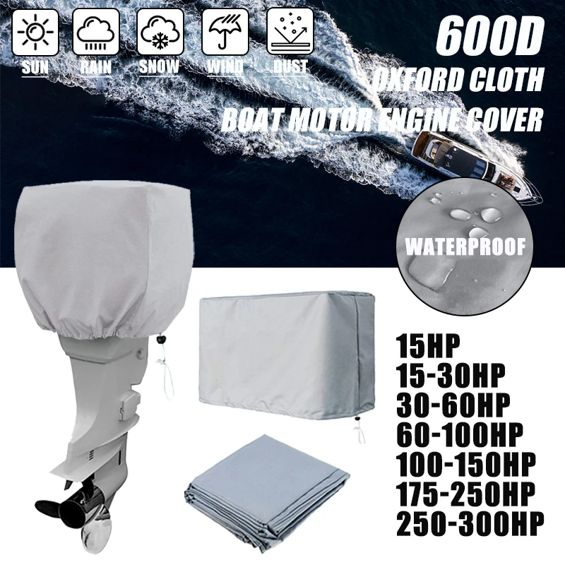 15 300HP Yacht Half Outboard Motor Cover Canvas 600D Boat Engine Cover ...