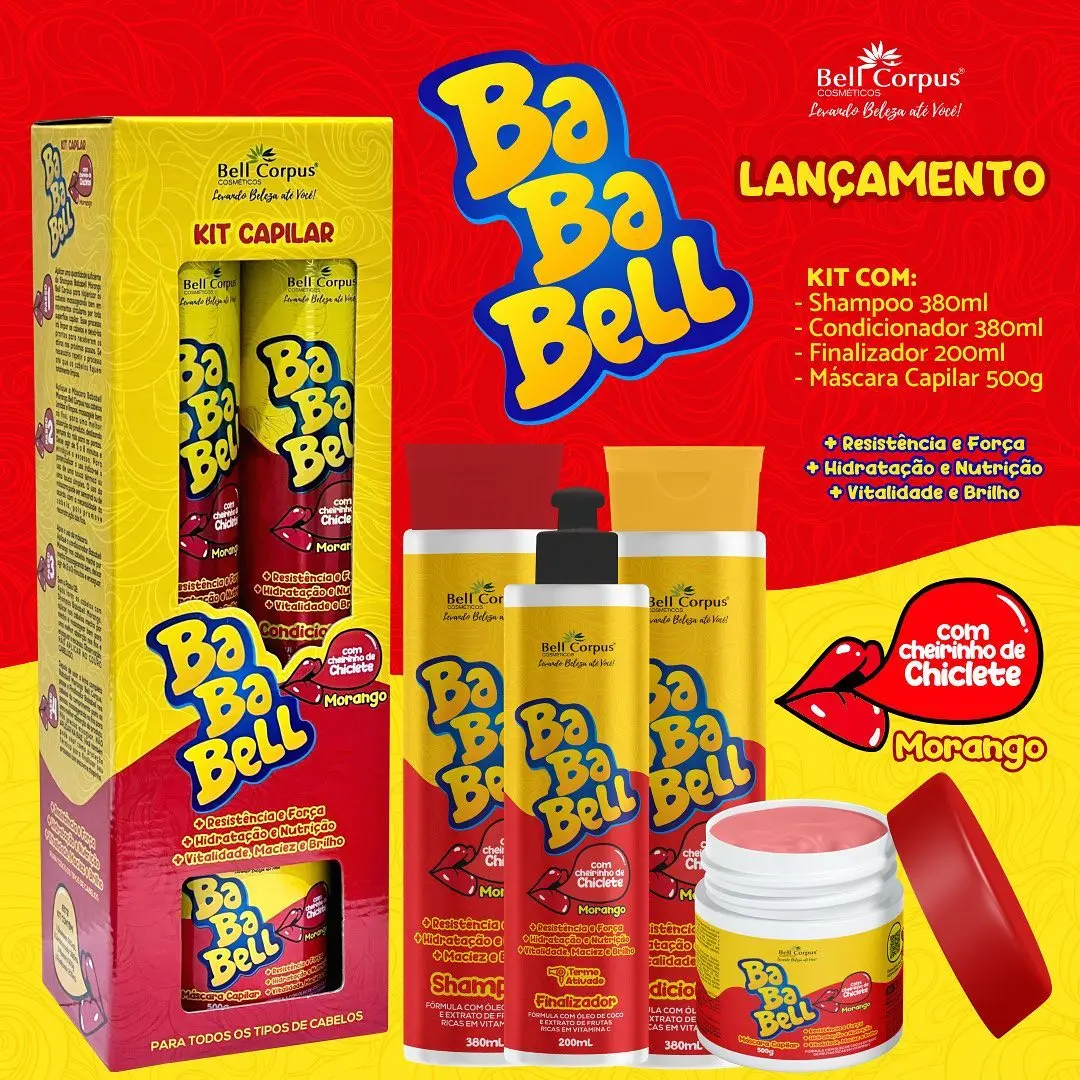 Kit-Capilar-Bababell-Morango-Hidrata-o-e-Maciez-e-Brilho-com-Cheirinho ...