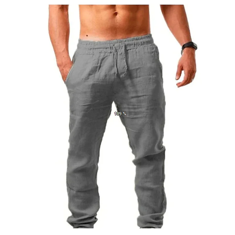 2024-Men-s-Pants-Loose-Relaxed-Breathable-Lacing-Solid-Color-Pants ...
