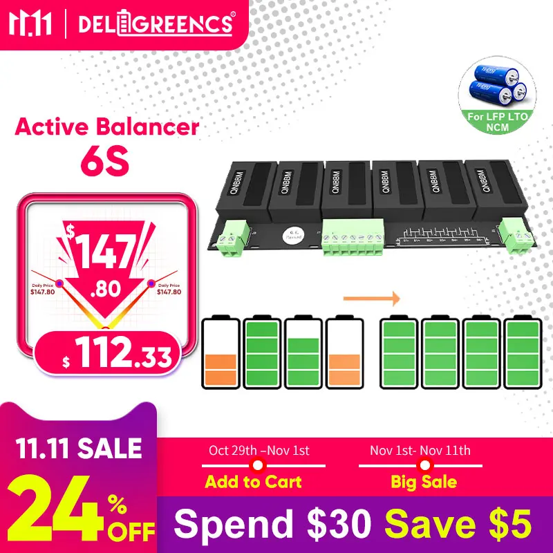 QNBBM-6S-Active-Battery-Equalizer-BMS-Balancer-for-LIFEPO4-LTO-Polymer ...