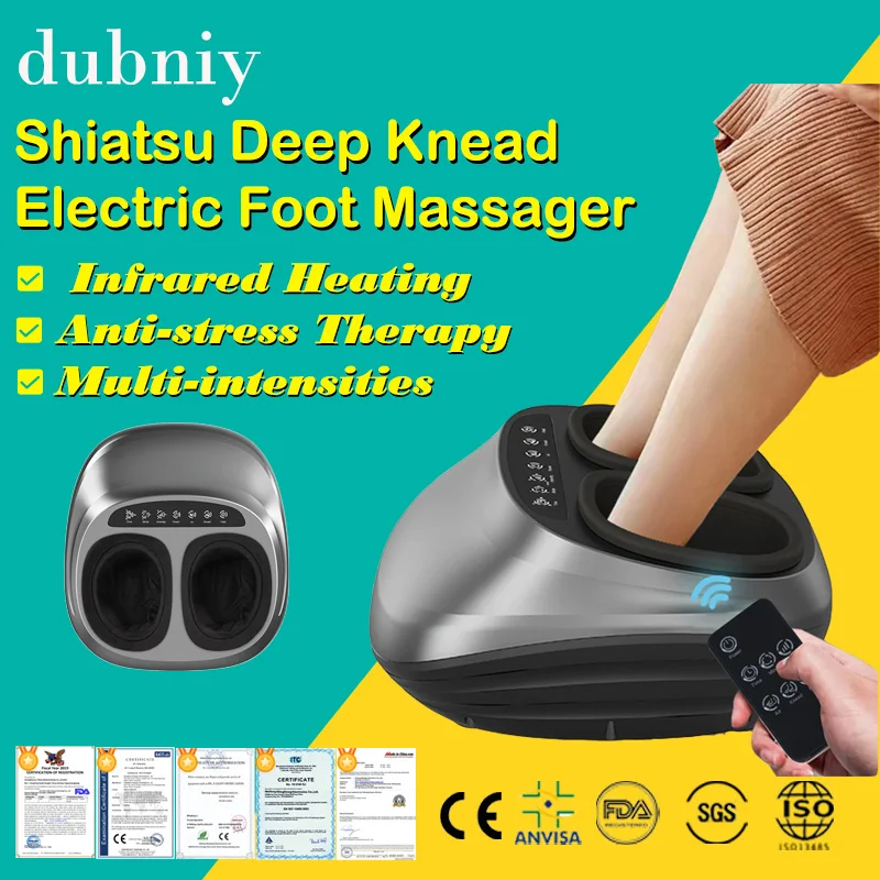 Electric Foot Massager Machine Shiatsu Deep Knead Air Compression