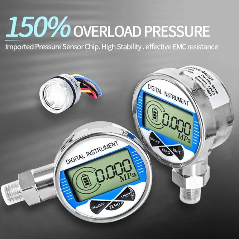 Digital-Pressure-Meter-For-Water-Air-Oil-0-600-Bar-60mm-Dial-Radial ...