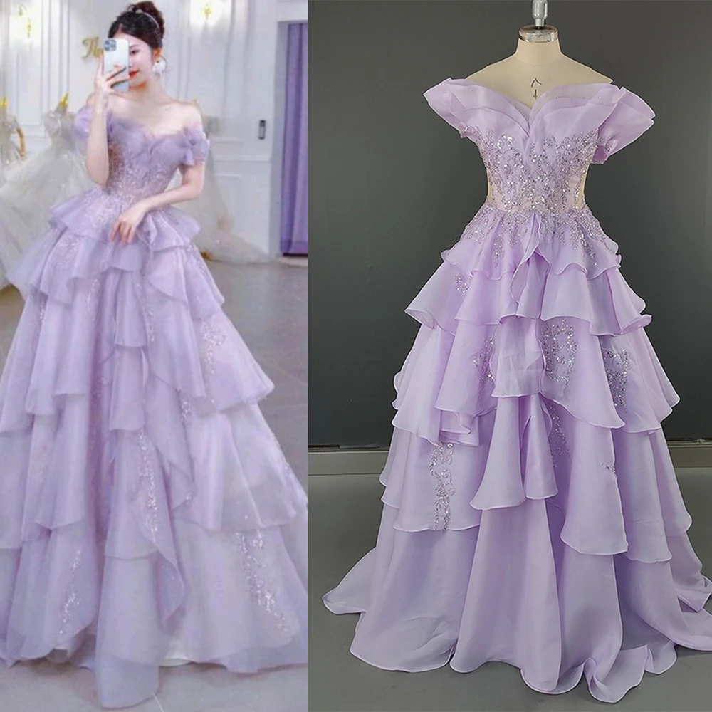 Sweetheart-Yarn-Lilac-Beading-Custom-Made-Evening-Dress-Princess-Tiered ...