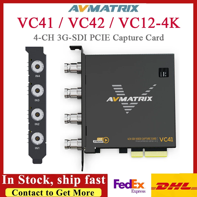 AVmatrix VC41 VC42 VC12 4K 4 CH 3G SDI PCIE Capture Card 1080p60 ...