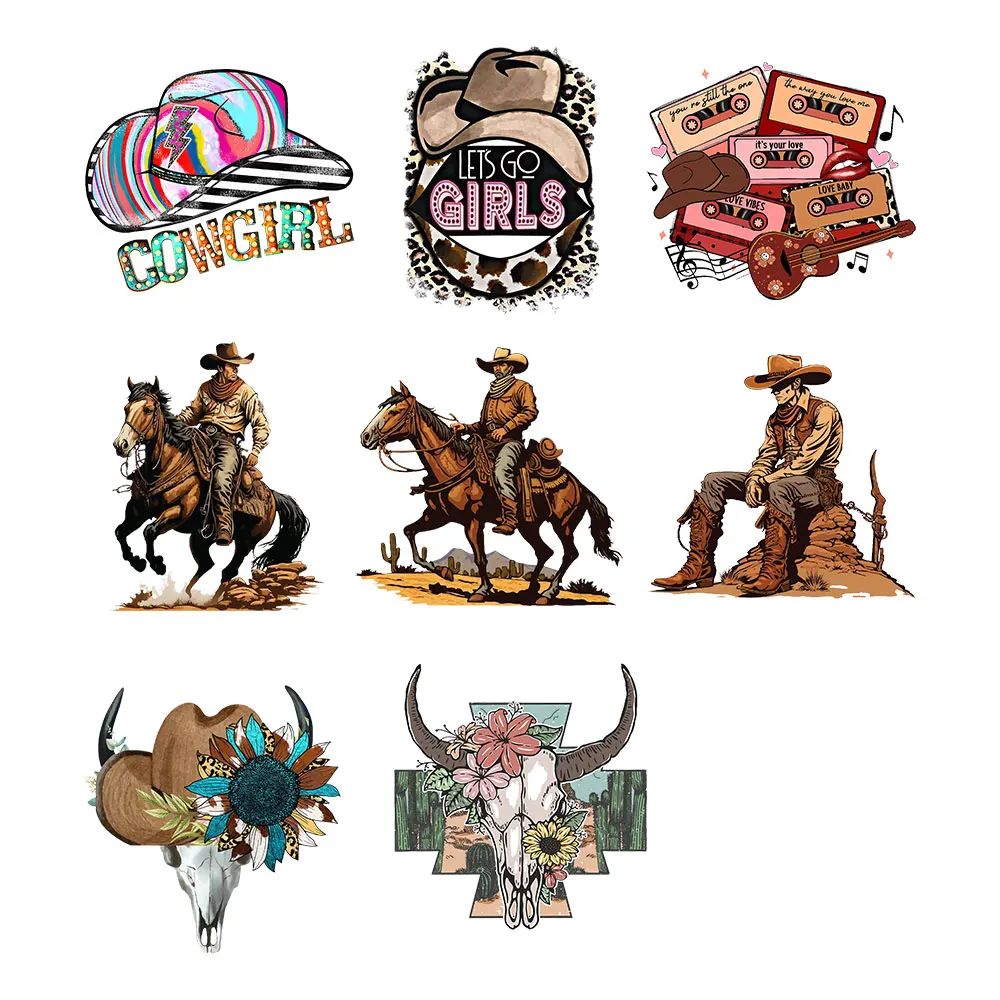 Cowboy-Iron-On-Transfer-For-Clothing-Patches-DIY-Washable-T-Shirts ...