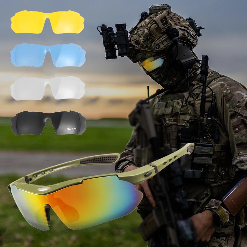 New-5-Lens-Set-Polarized-Tactical-Goggles-Men-Outdoor-Sports-Windproof ...