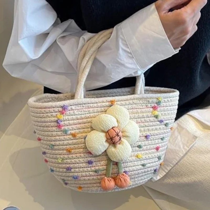 Korean-Cotton-Rope-Tote-Bag-Versatile-Foreign-Style-Tote-Bag-Small ...