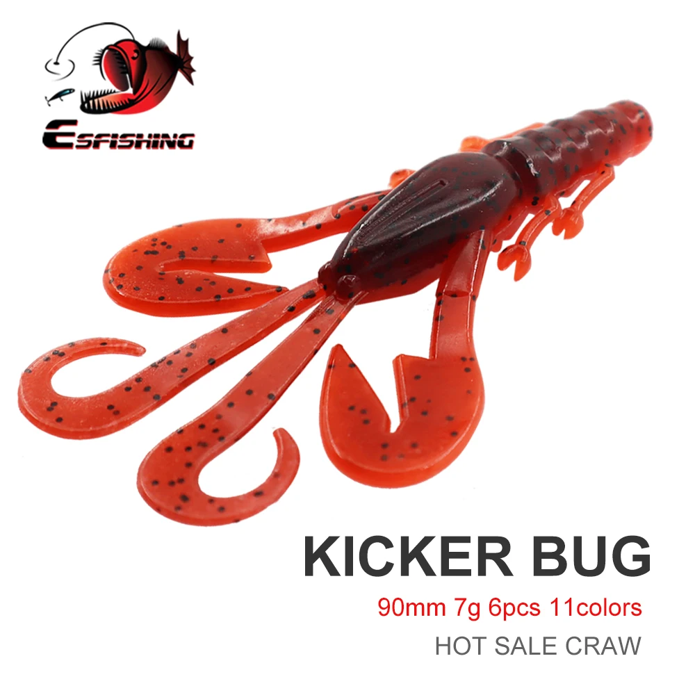 ESFISHING-Craw-Baits-Kicker-Bug-90mm-Peche-Wholesale-tentacles-Silicone ...