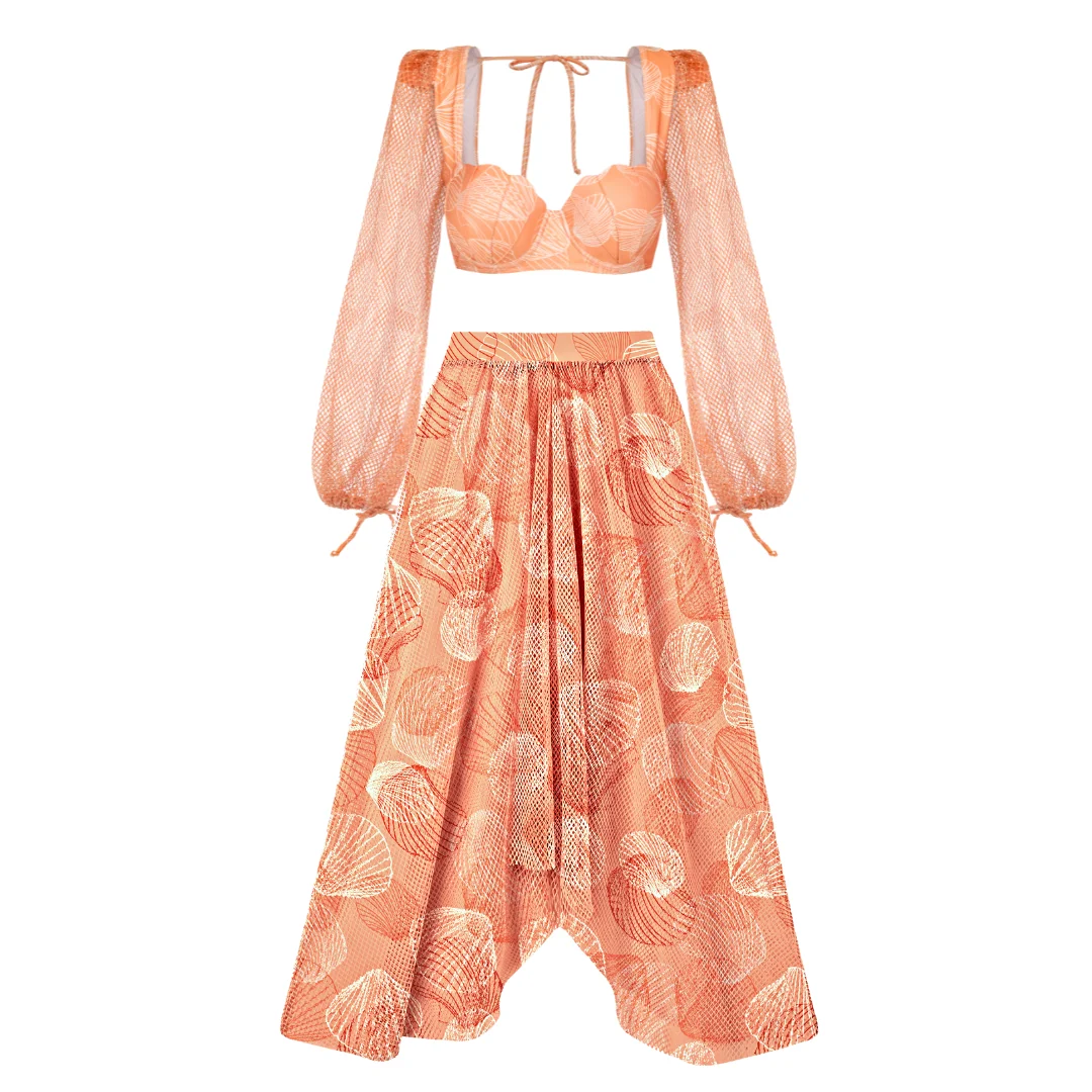 Bikini de manga larga para mujer, traje de baño con estampado de ...