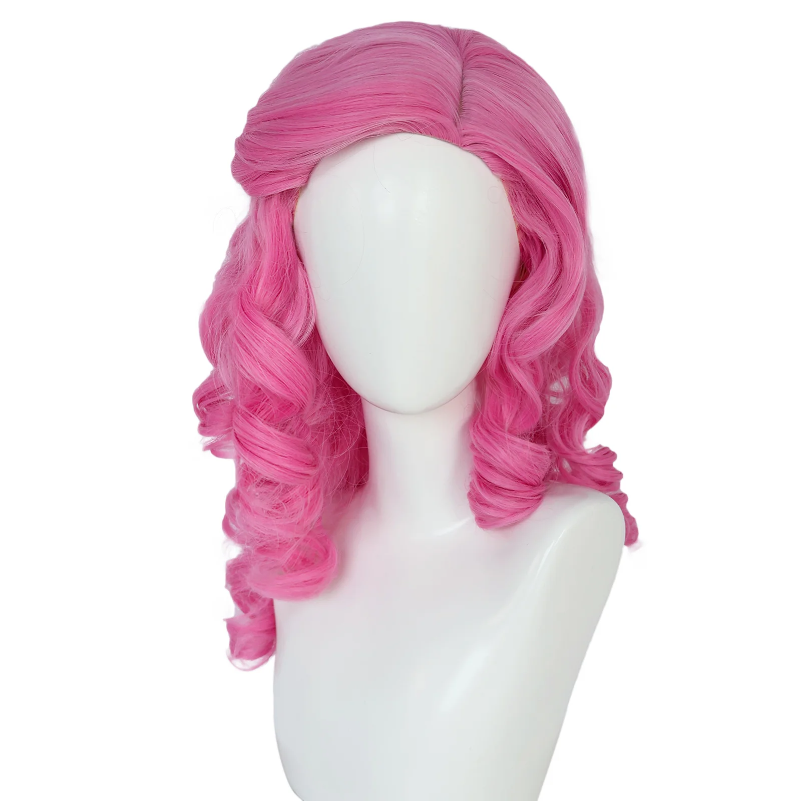 Synthetic Medium Length Wave Curly Pink Bridget Cosplay Wig for ...