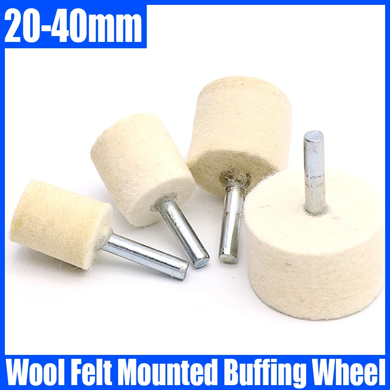 1PCS 20-40mm Wool Felt Mounted Polishing Buffing Wheel 6mm Shank ...