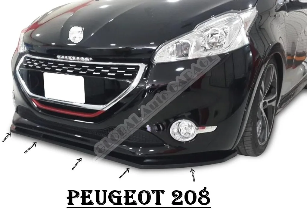 For Peugeot 208 Front Bumper Attachment Lip 2012-2020 Piano Glossy ...