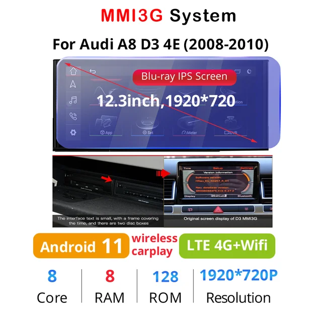 Hualingan Stereo for Audi A8 D3 D4 2002-2017 Android 12 Auto Touch ...