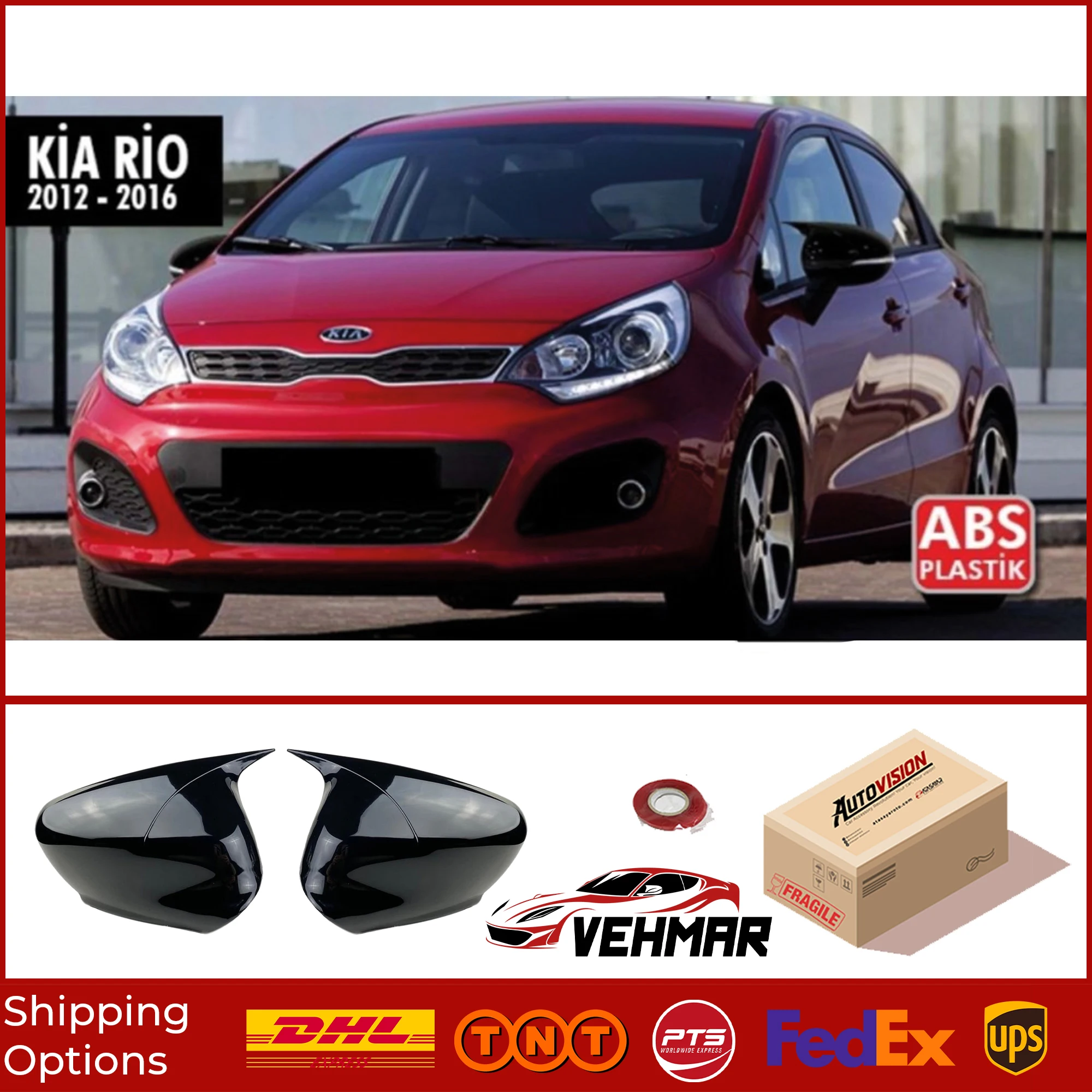 Bat-Model-Mirror-Cover-For-Kia-Rio-2012-2013-2014-2015-2016-Bright ...