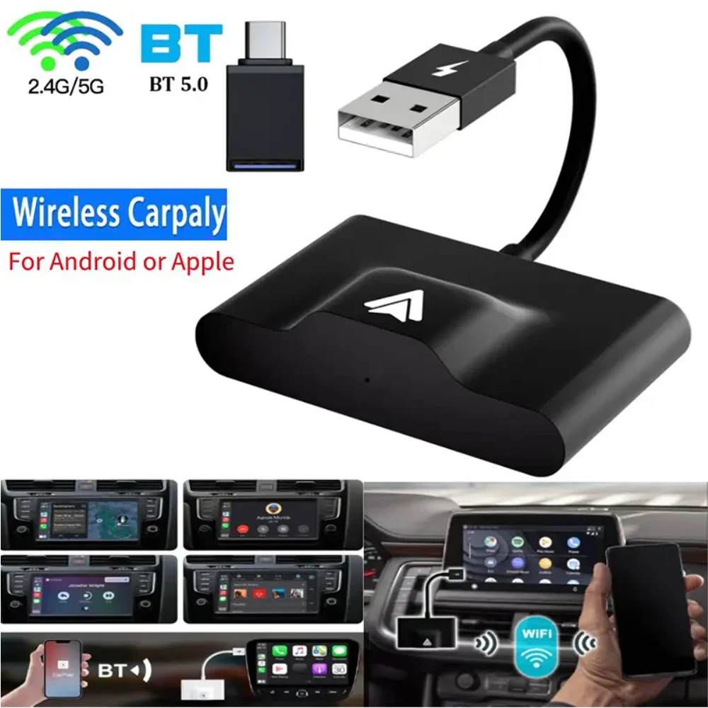Adaptador CarPlay sem fio para fio para sem fio, Android Auto Dongle, USB C, Conversor OTG, IOS ...