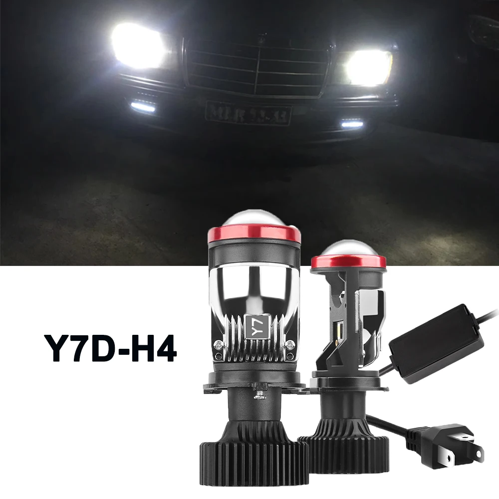 Y7D H4 LED Projector Mini Lens Car LED Headlight Bulbs Kit H4 Light ...