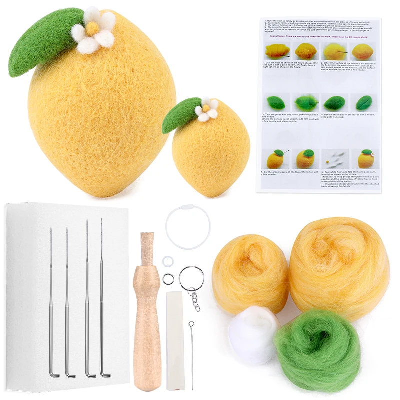 RORGETO-Cute-Fruit-Model-Wool-Felt-Pocked-Tools-Set-Felting-Supplies ...
