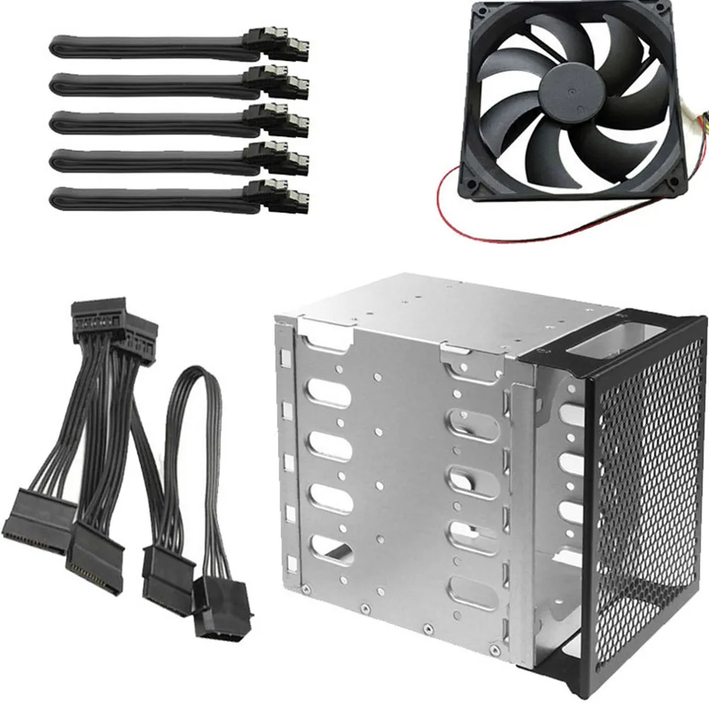IDE Cable3 .5 hard drive cage 5 X 3.5" SATA SAS HDD Cage Rack Disk ...