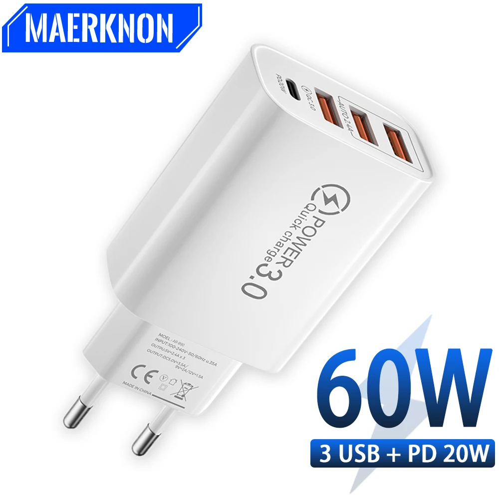Type-C-Fast-Charger-60W-USB-Mobile-Phone-Fast-Charger-Multiple-Ports-QC ...