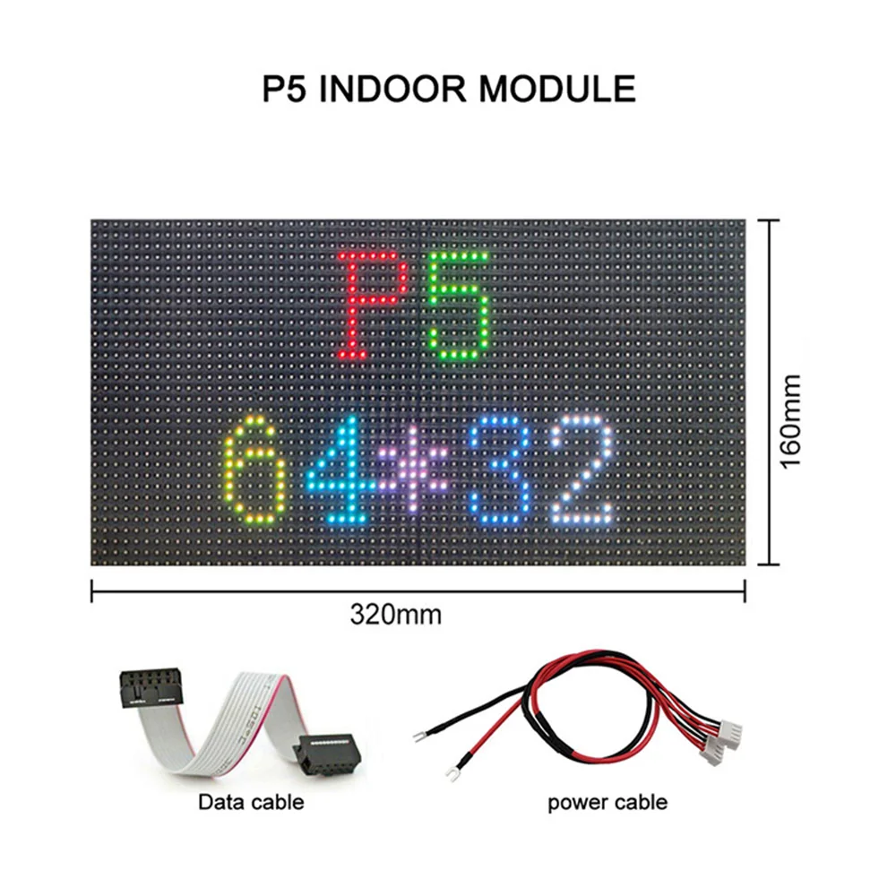 Indoor P5 HD pixel 64x32 size 320*160mm SMD2121 RGB HUB75 video wall ...
