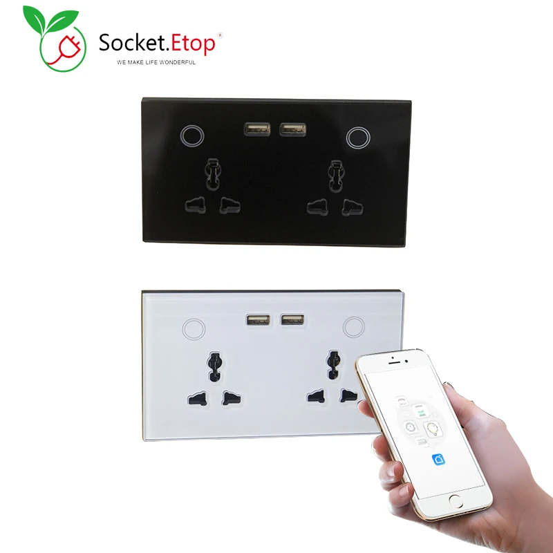 Zigbee Dual Universal Smart Wall Socket Power Outlets with USB Charger ...