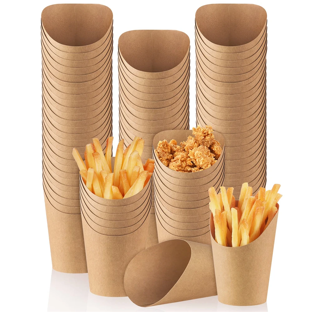 100pcs-Kraft-Paper-Potato-Chips-Box-Disposable-Paper-Bags-French-Fries ...