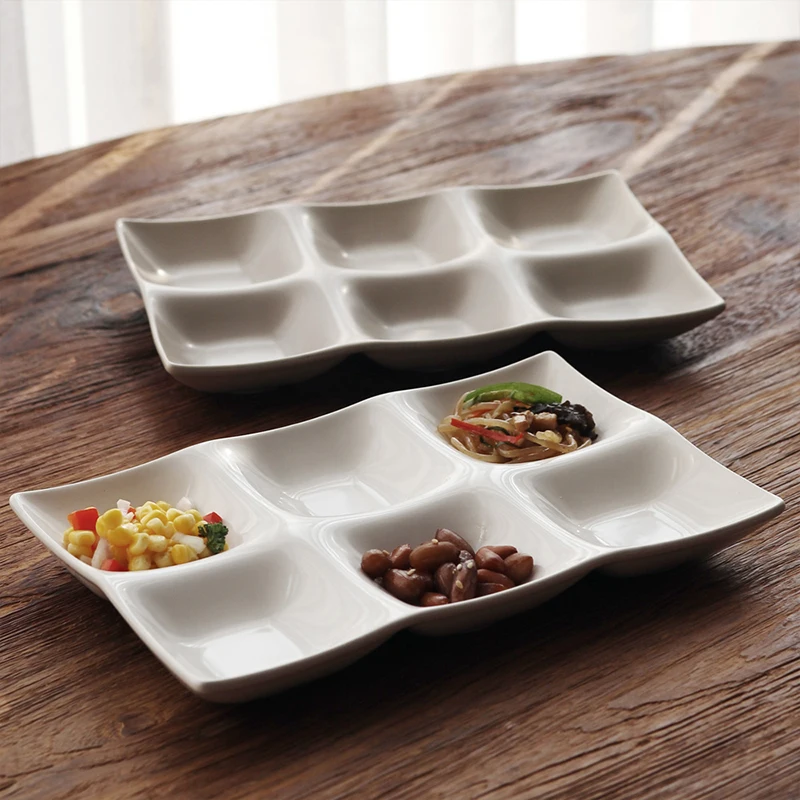 4pcs-of-porcelain-sharing-plate-6-compartments-sharing-plate-side-dish ...