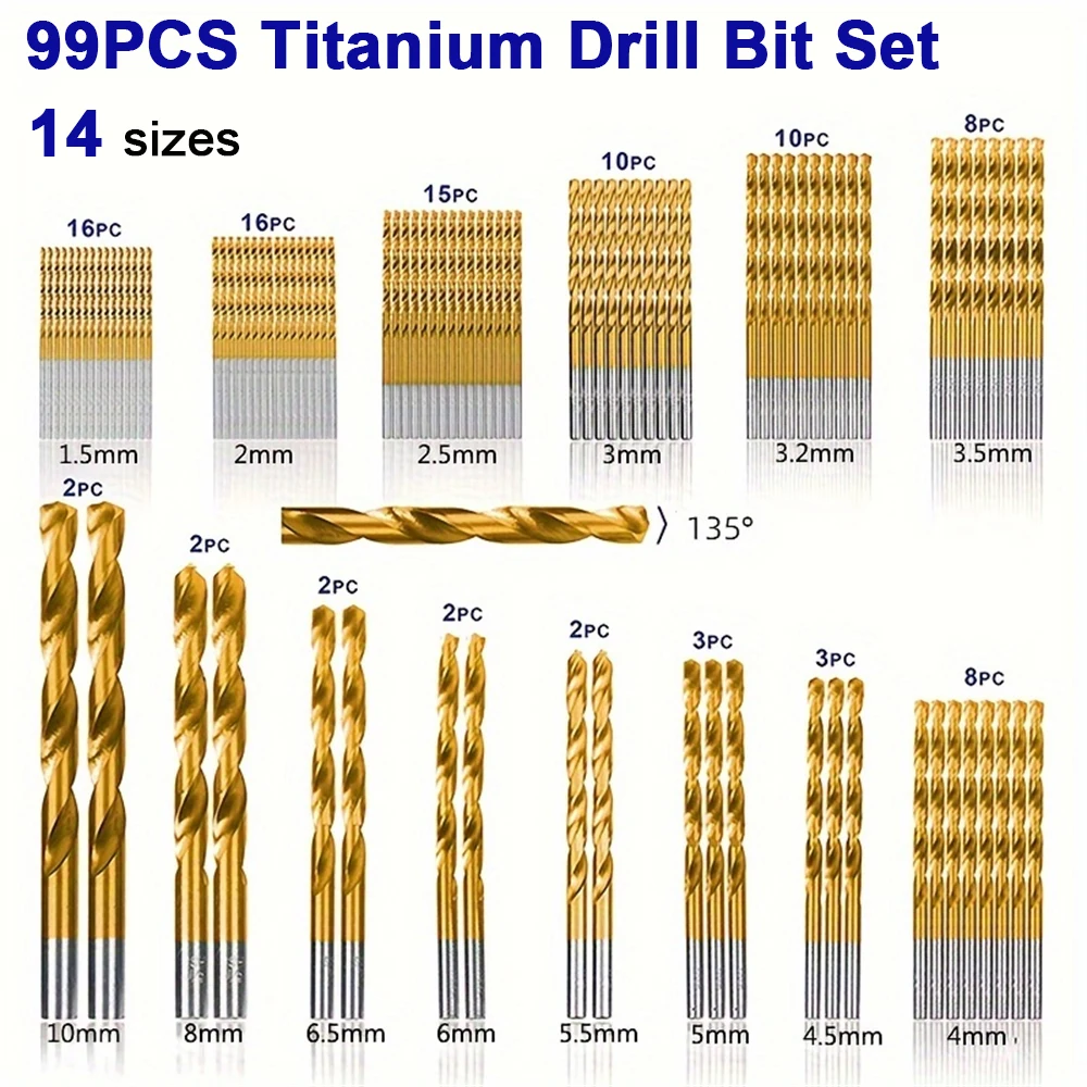 99Pcs-HSS-4241-Twist-Drill-Bit-Set-Anti-rust-Wear-Protection-Round ...