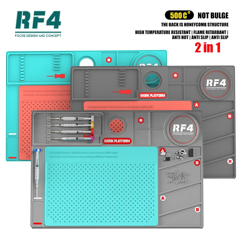 Rf4 260*380mm Heat Insulation Silicone Soldering Mat Desk Pad Bga Phone Repair Station ...