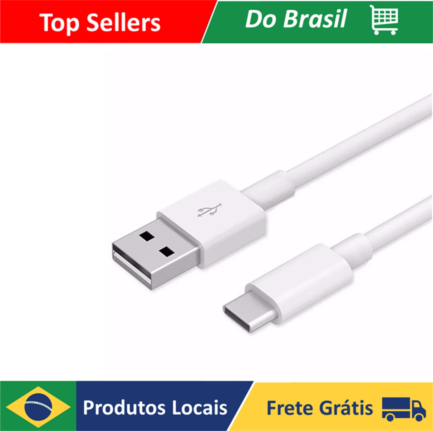 Cabo USB Tipo-C carga e Dados Celular Tablet Branco Type-C Cabo Smartphone