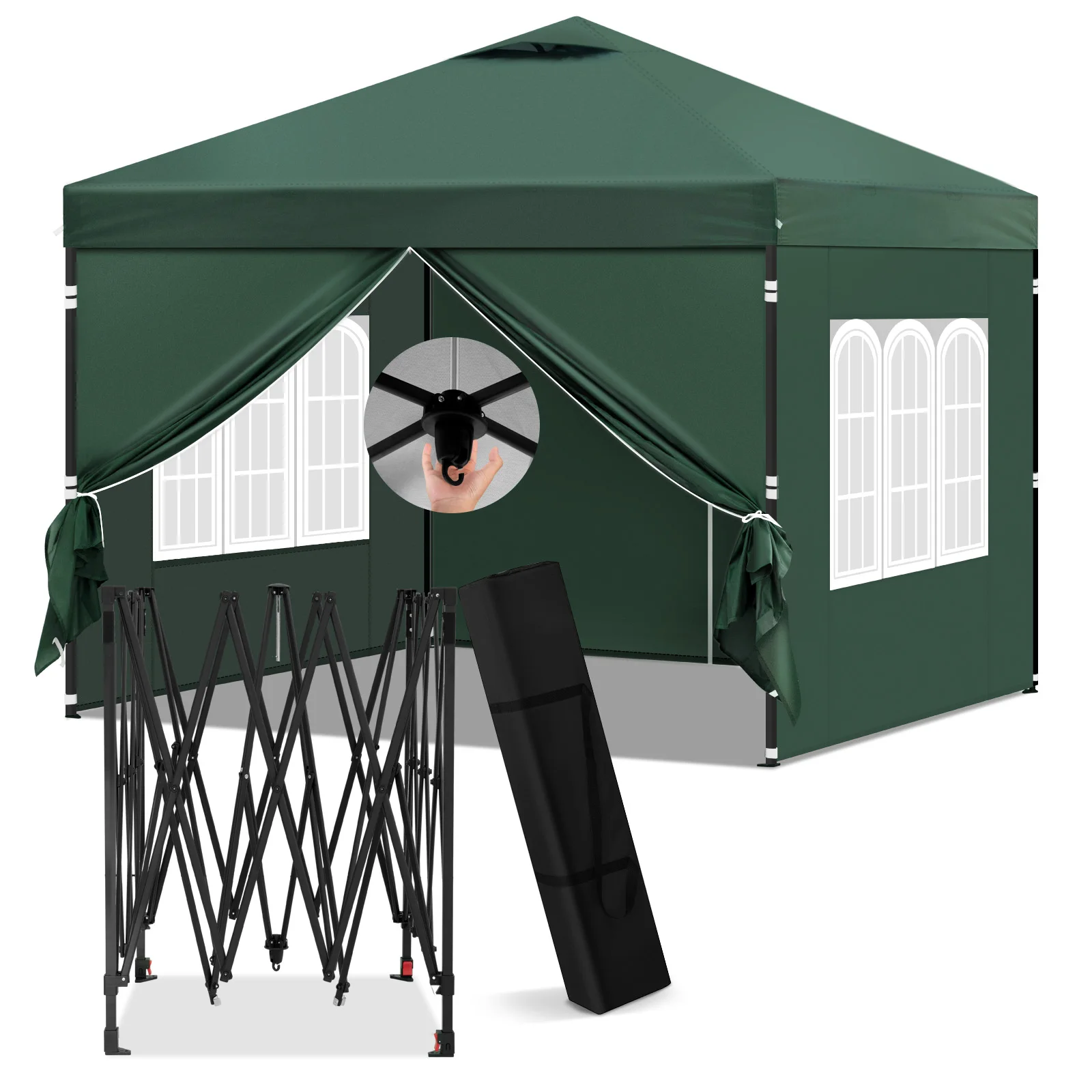 Klappgarten Pavillon 3x3m Pergola Party Zelt Barnum mit abnehmbaren Seitenwänden Fenster Trage ...