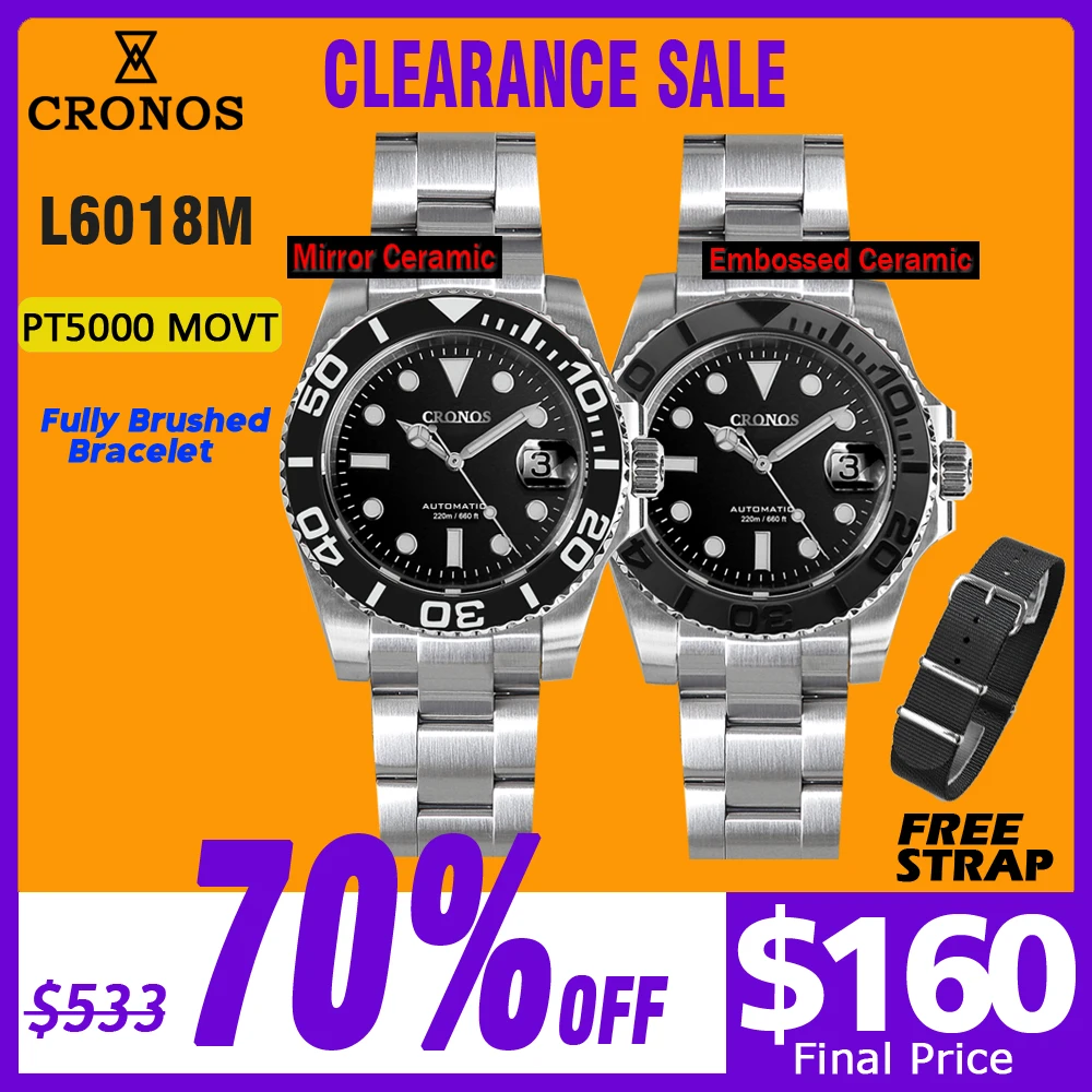 Cronos-Sub-Diver-Men-Watch-Stainless-Steel-PT5000-Bracelet-Ceramic ...