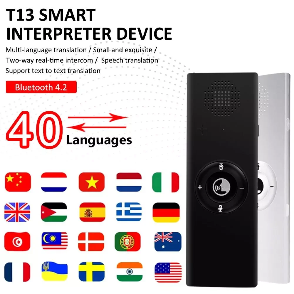 T13 – traducteur multi-langues, enregistreur vocal intelligent sans fil, Bluetooth, pour voyage ...