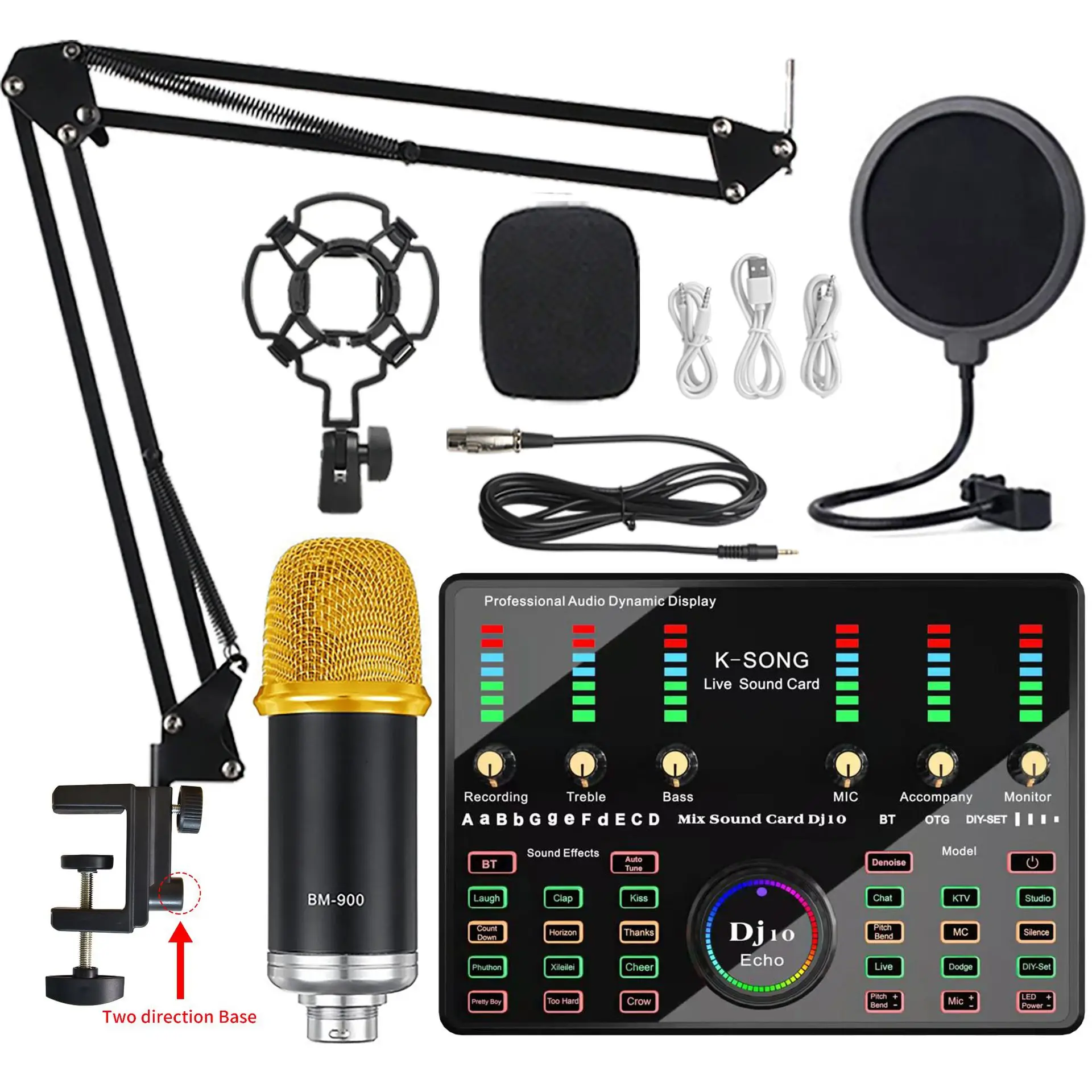 Professional-Audio-Sound-Card-Set-BM900-Mic-Studio-Condenser-Microphone ...