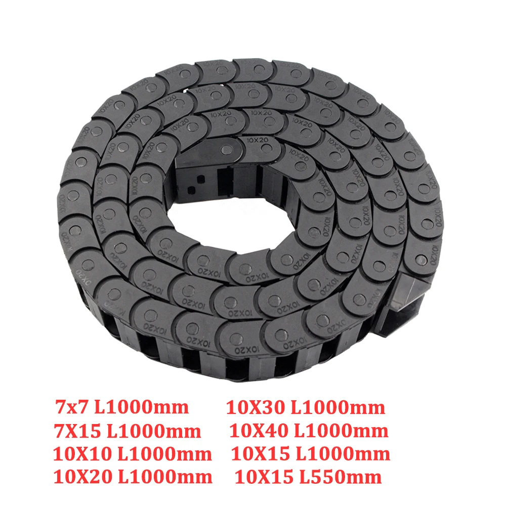 1m Black Nylon Cable Drag Chain 10x10 10x15 10x30 Cable Drag Chain Wire ...