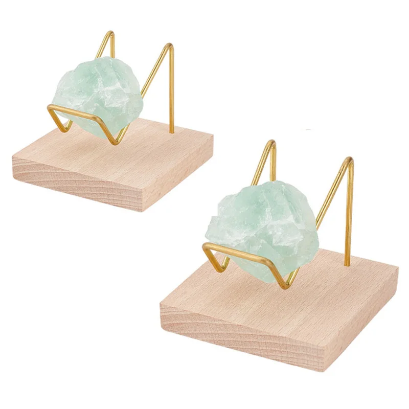 2Pcs-2-Style-Brass-Crystal-Mineral-Display-Easels-Rough-Stone-Display ...
