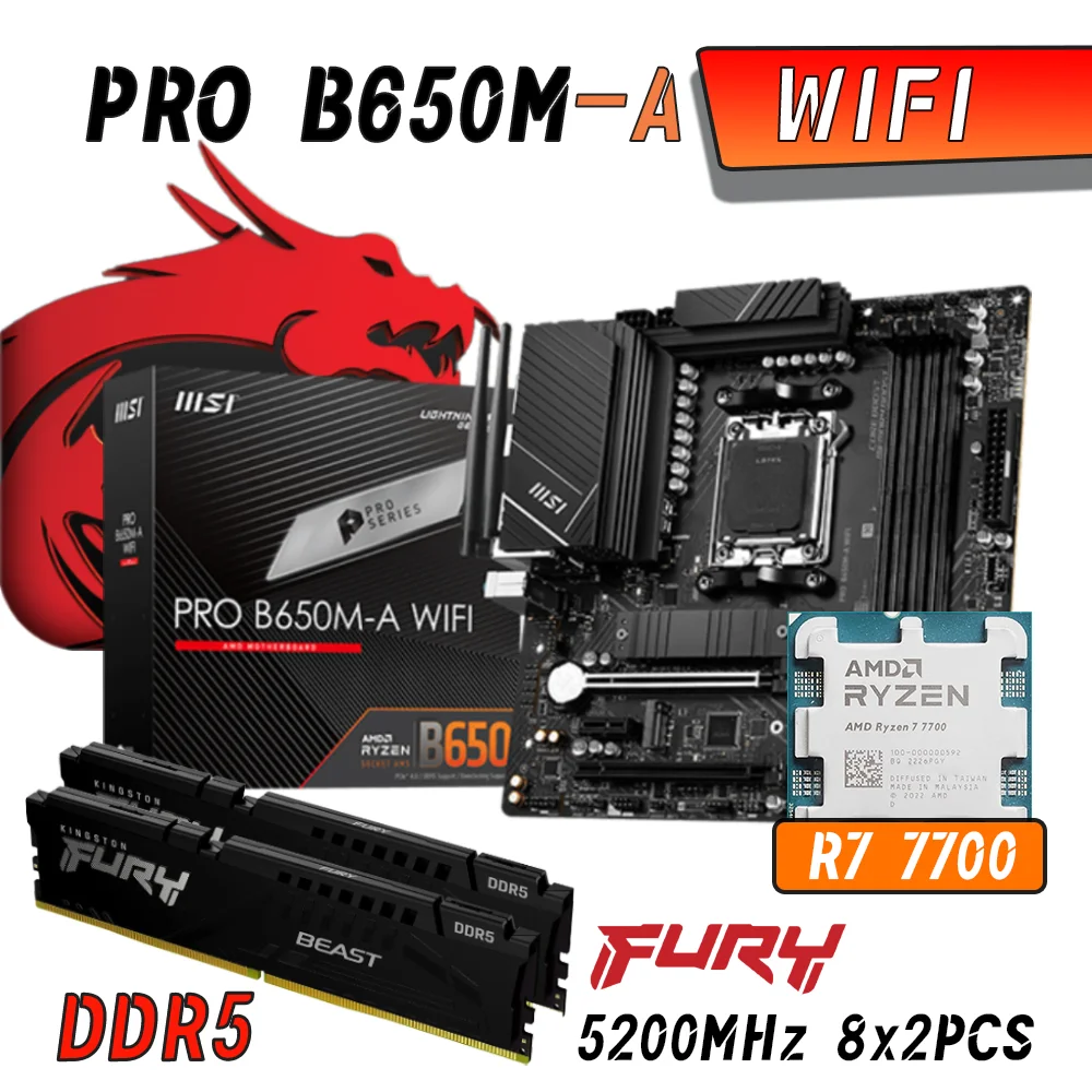 Placa mãe AM5 MSI PRO B650M A WIFI DDR5 com processador AMD Ryzen 7 ...