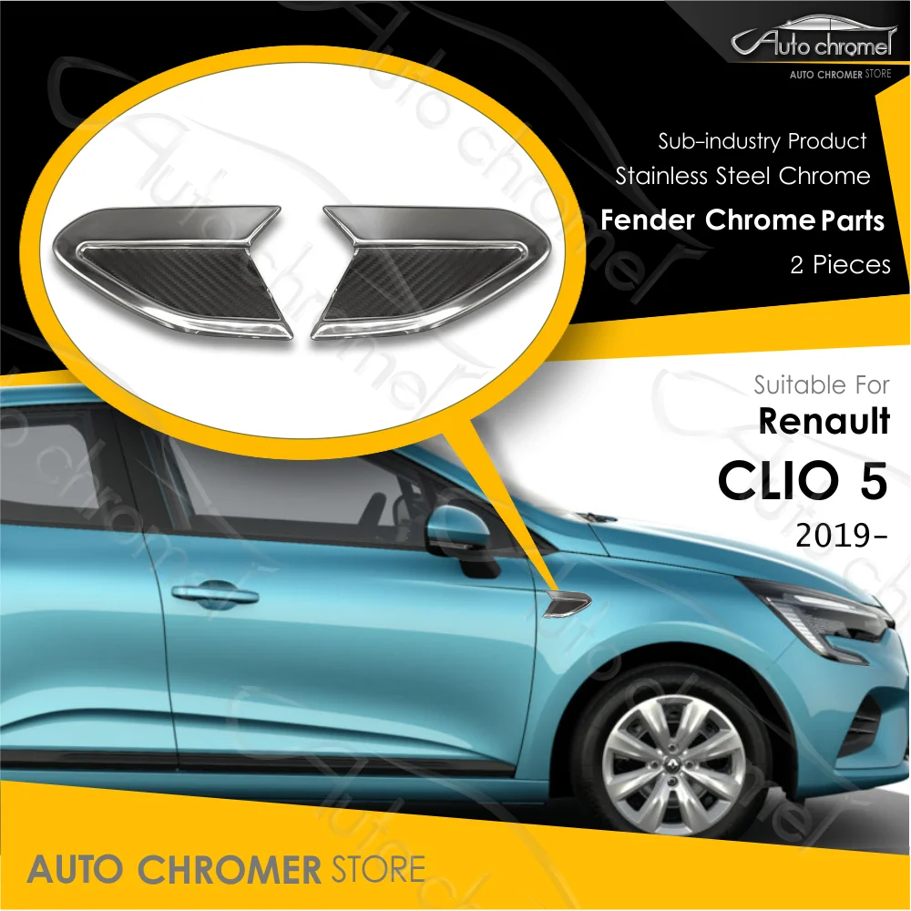 For-Renault-Clio-5-V-Fender-Chrome-Accessories-2-Pieces-Aftermarket ...