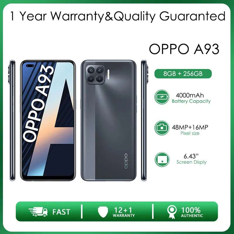 Original Unlocked Oppo A93 Dual Sim 8GB RAM+256GB Octa-core 48MP 6.43'' 4000mAh Android 10 FM ...