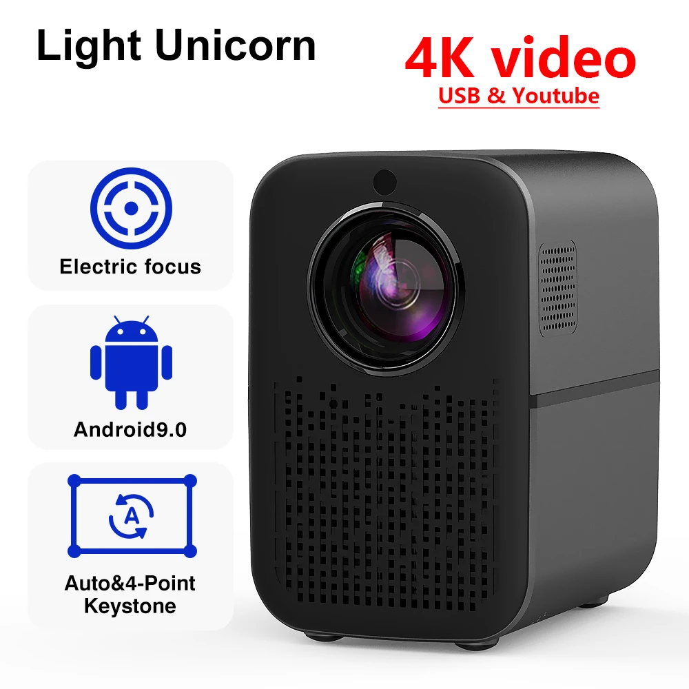 M6 PRO 1080P LED 비디오 프로젝터, 안드로이드 9.0 6000 루멘 5G Wifi 비머 전기 초점 4K 홈 시네마 ...